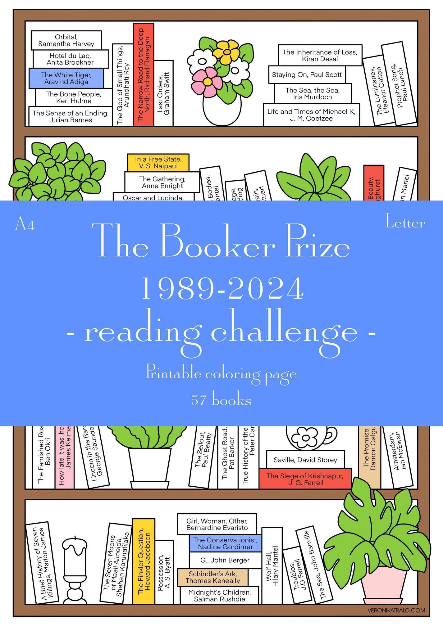 Printable Booker Prize reading challenge, complete Booker prize digital ...