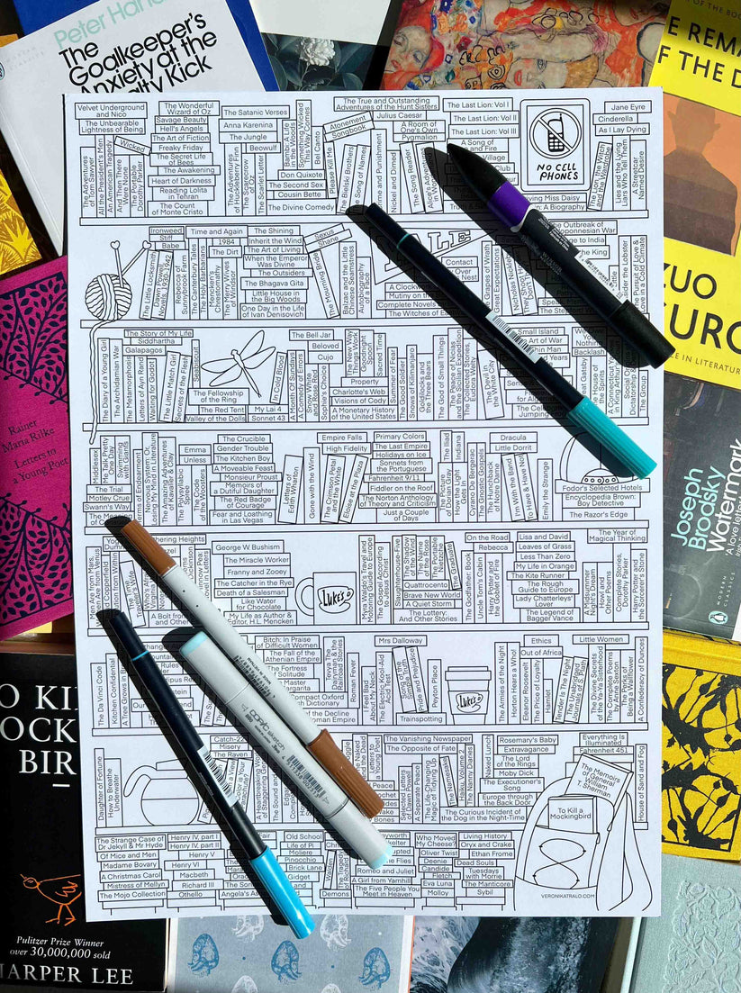 Rory Gilmore reading challenge colouring page A3 – amigoscanarios